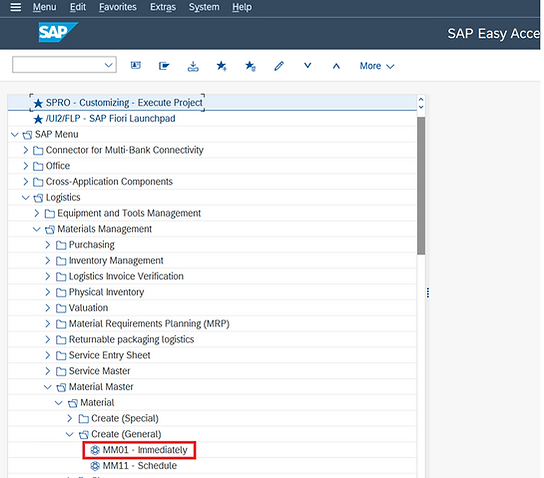 how to create material master record in sap mm