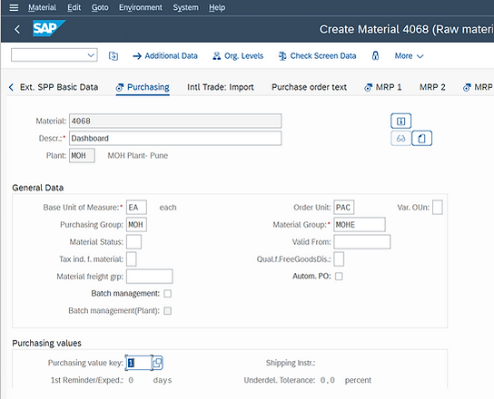 how to create material master record in sap mm