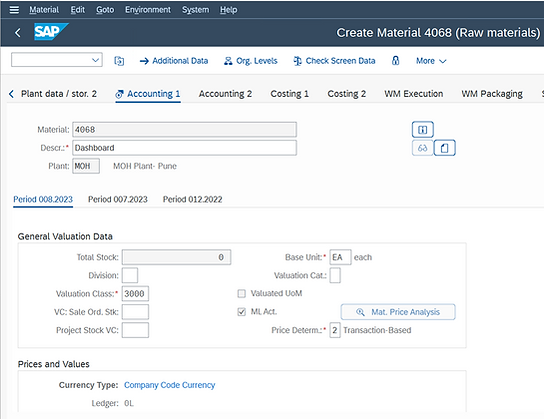 how to create material master record in sap mm