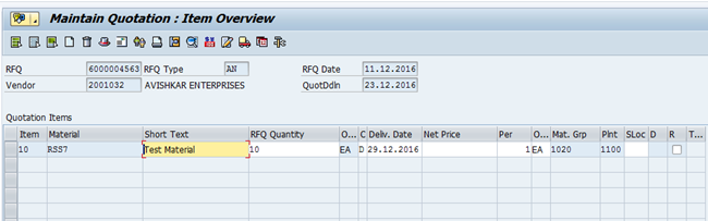 SAP MM Request for Quotation