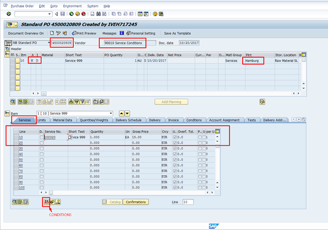 Service Conditions in SAP MM